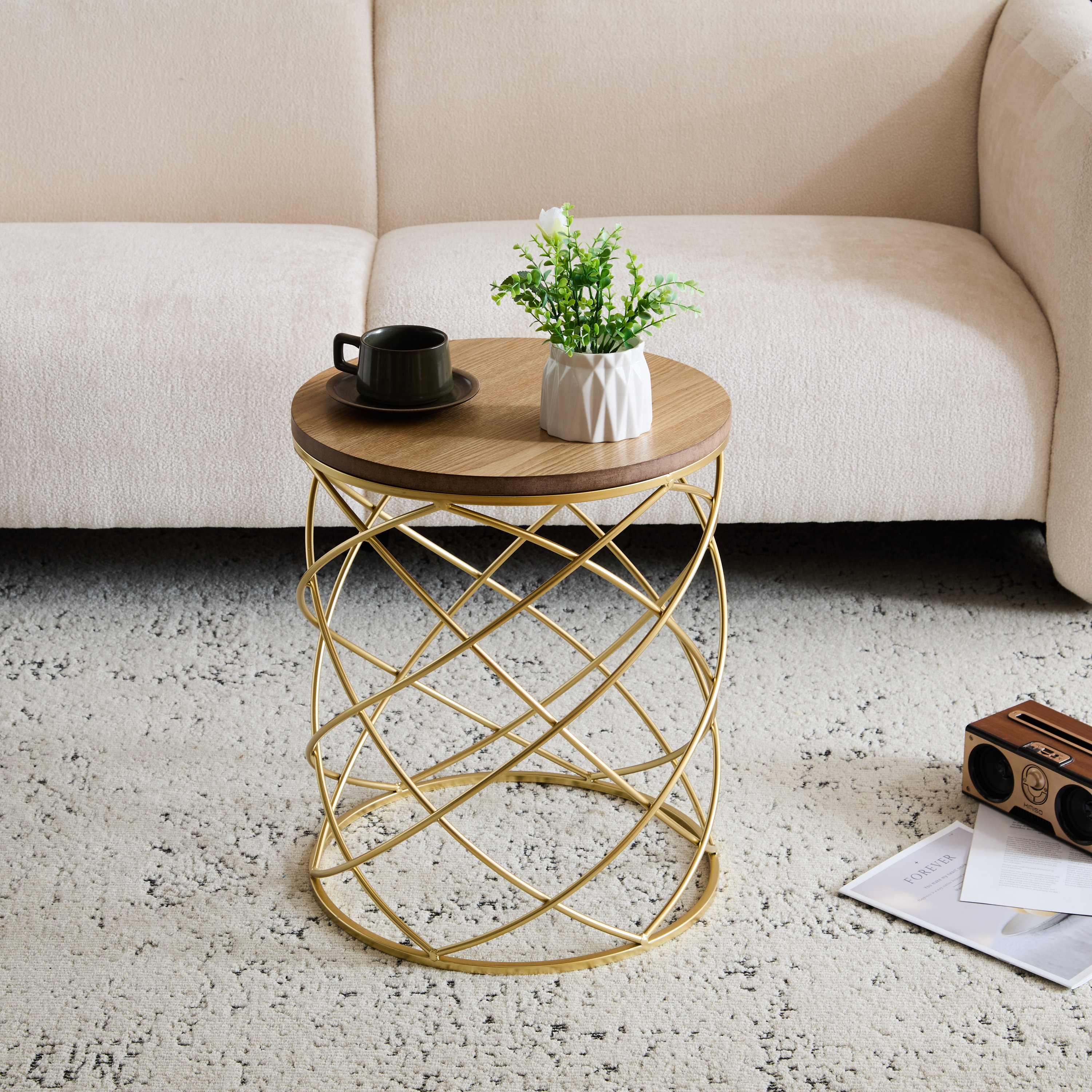 Mercer41 Golden Side Table [MDF TOP+ METAL FRAME] | Wayfair